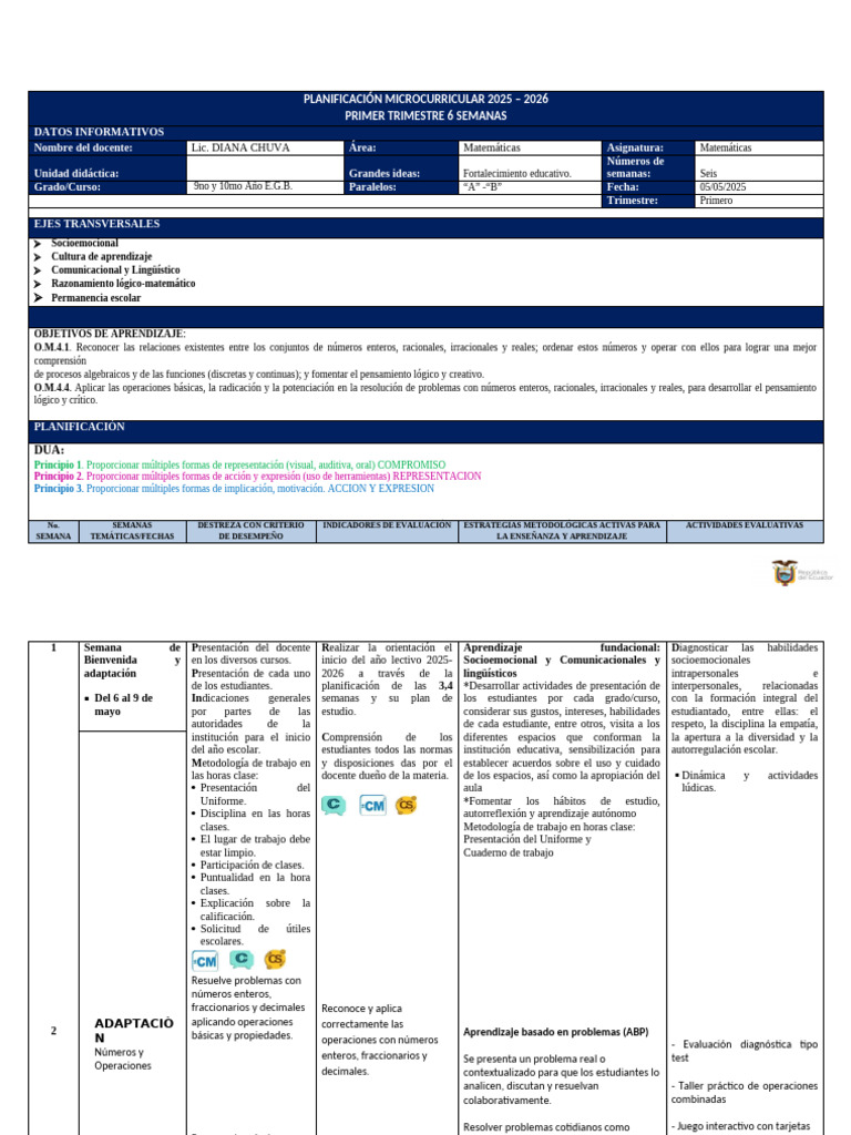 Plan de Matematicas 9no | PDF | Aprendizaje | Ecuaciones