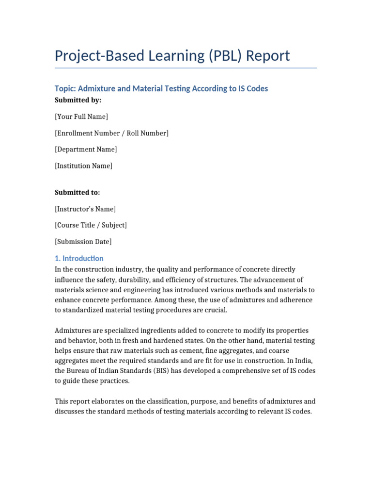 Admixture and Material Testing Report | PDF | Concrete | Building ...