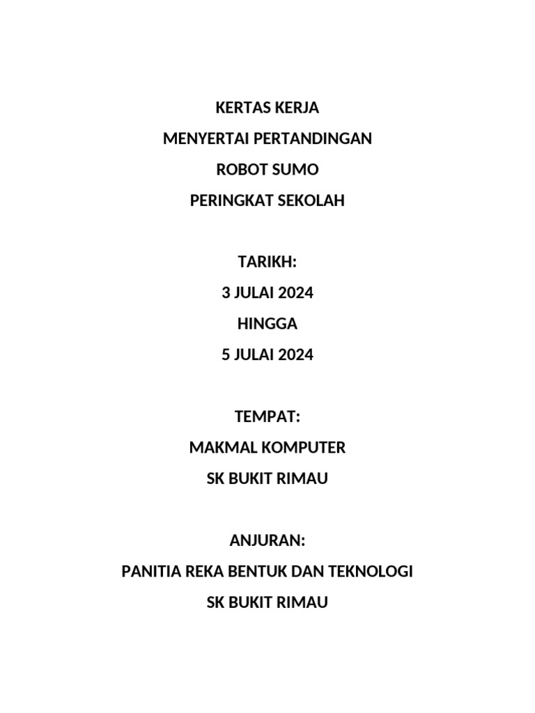 Kertas Kerja Robot Sumo | PDF