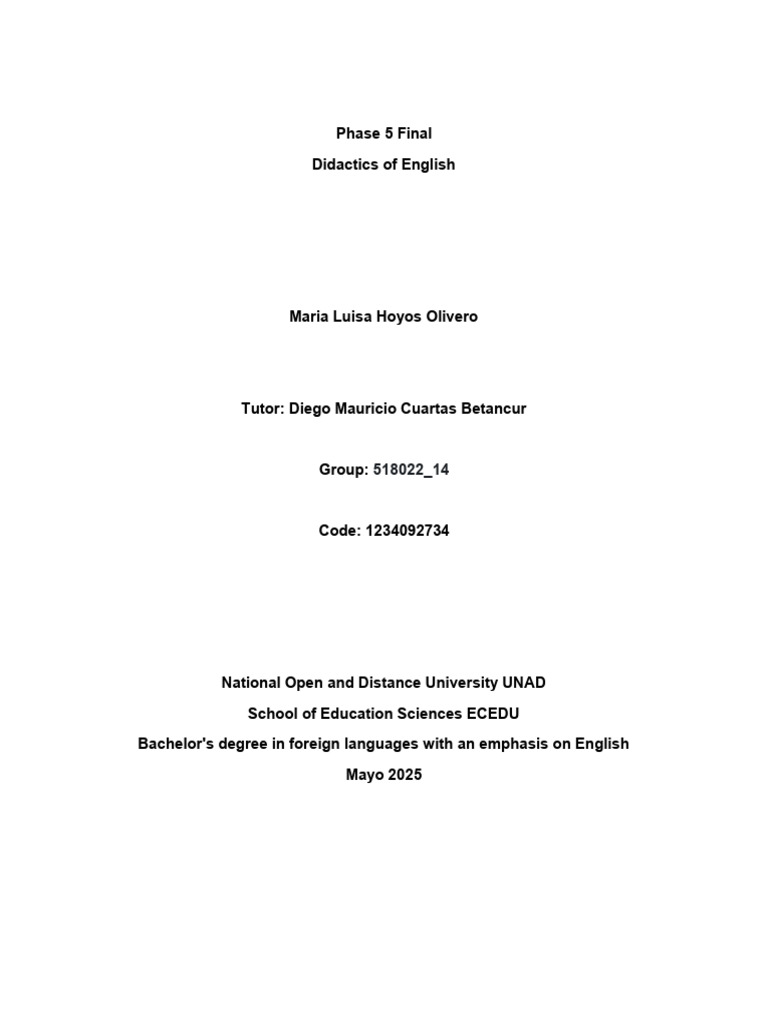 Phase Final - Maria Luisa Hoyos Olivero - 1234092734 | PDF | English ...