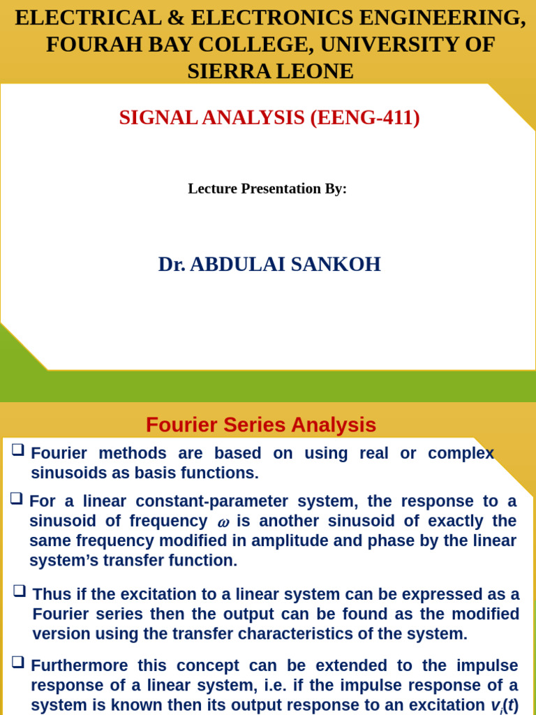 2-Signal-Analysis Fourier Series Analysis Lecture-02 | PDF | Fourier Series | Spectral Density