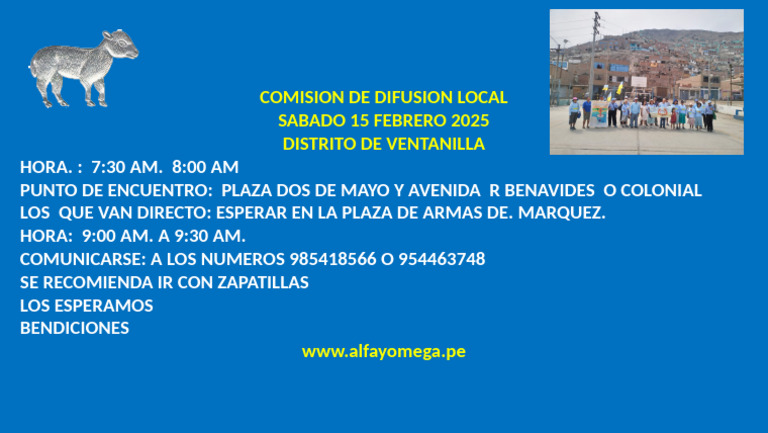Comision de Difusion Local Sabado 15 Febrero 2025 Distrito de Ventanilla | PDF