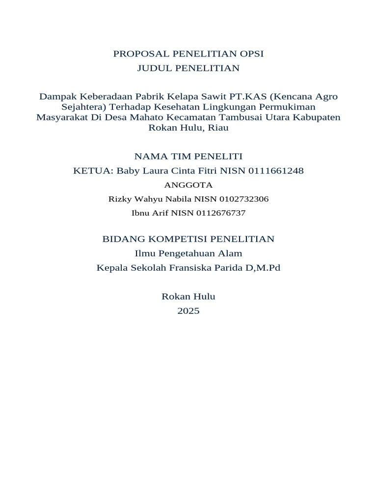 Dampak Pabrik Kelapa Sawit PT.KAS | PDF