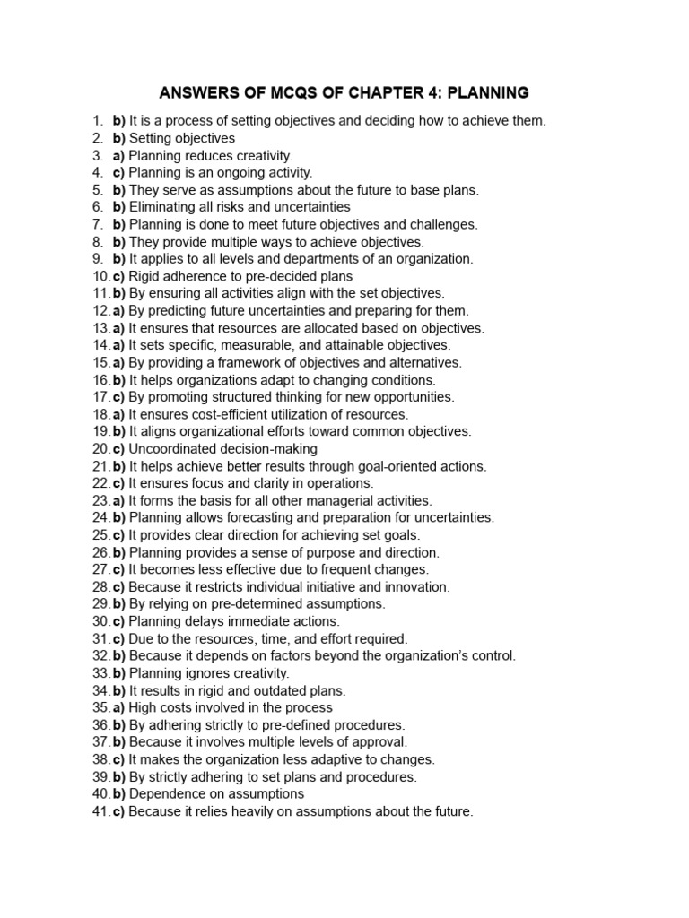 Answers of MCQS of Chapter 4 | PDF | Policy | Decision Making