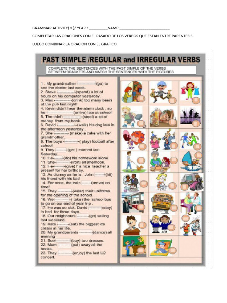 Grammar Activity Pictures 3 | PDF