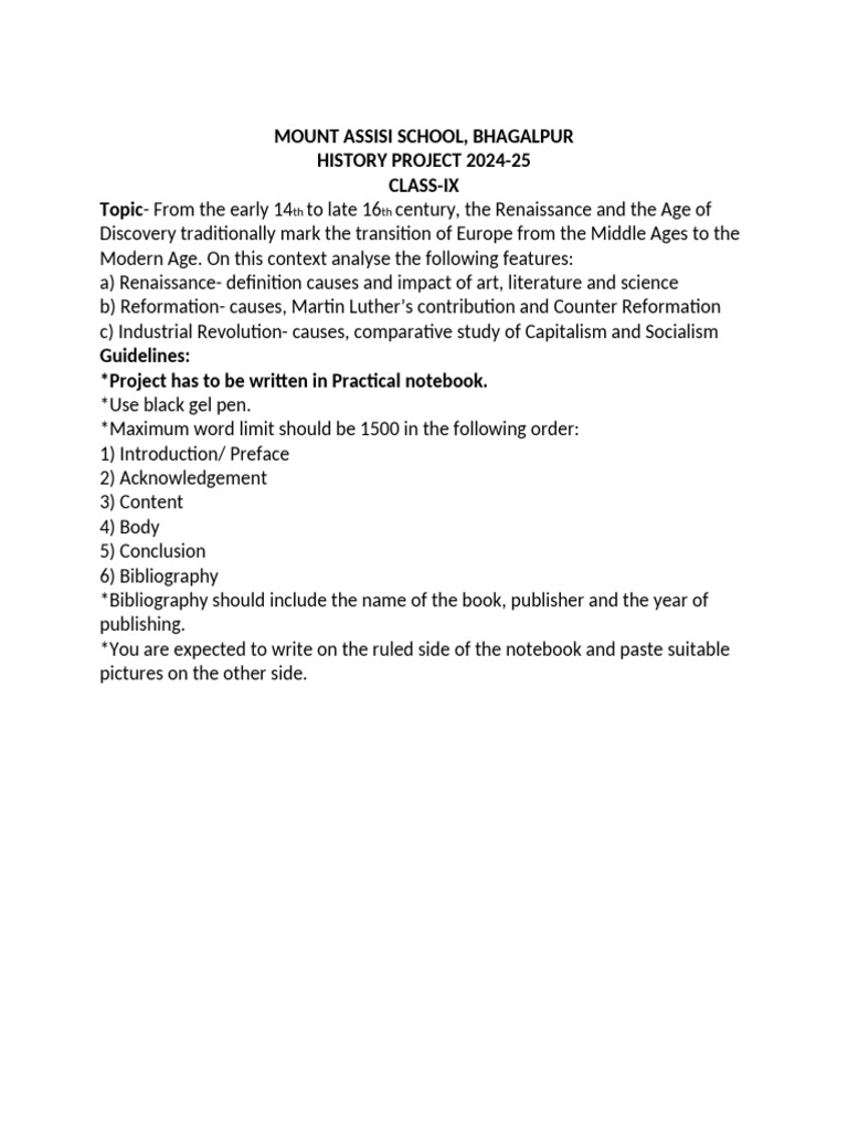 History Project Class 9 | PDF