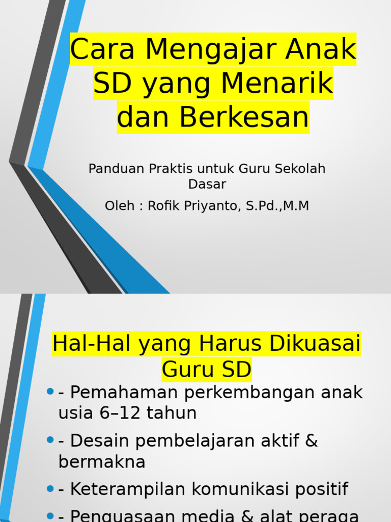 Cara Mengajar Anak SD Menarik Berkesan | PDF