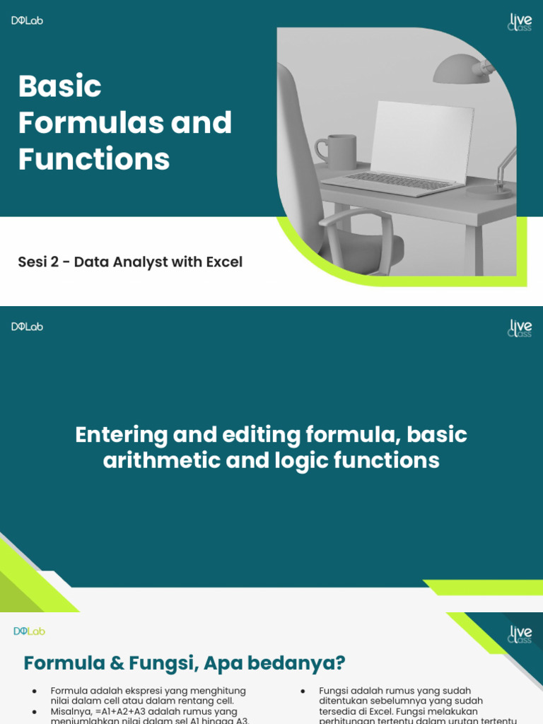 Sesi 2 - Basic Formulas and Functions | PDF