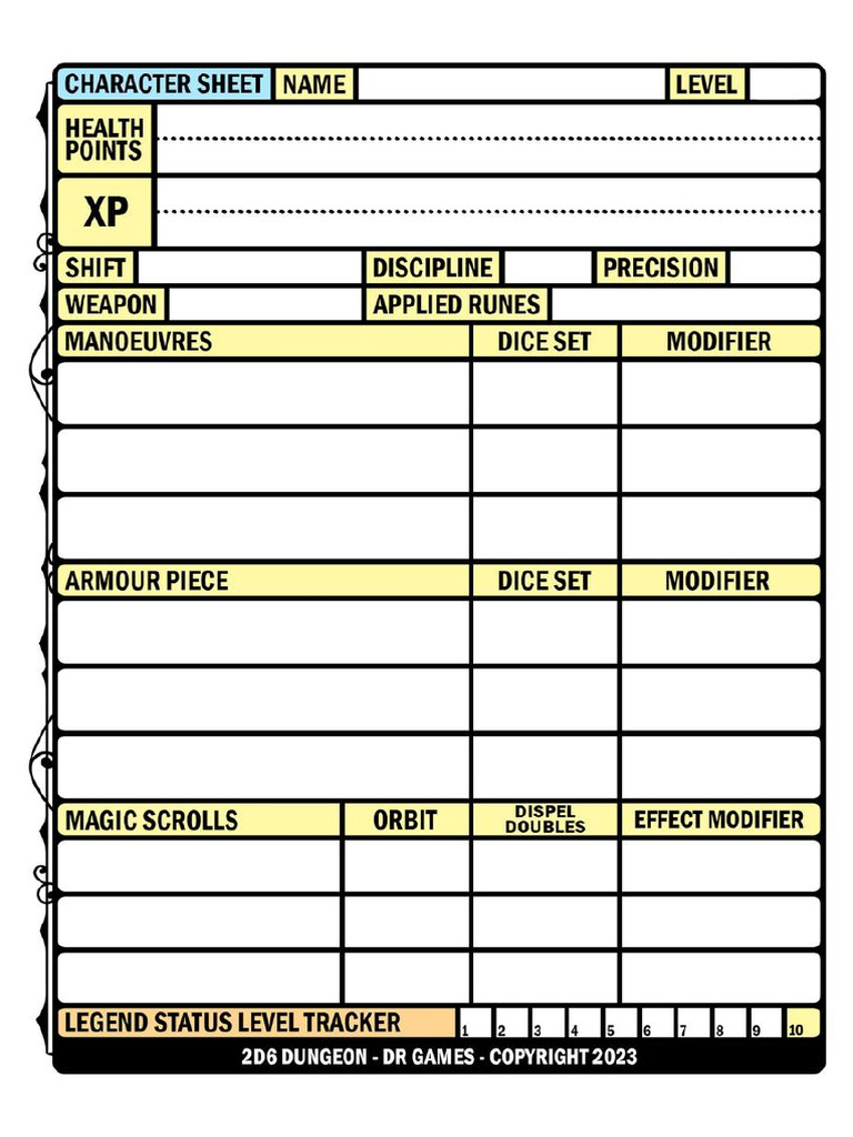 2d6-Dungeon-Character Sheet | PDF