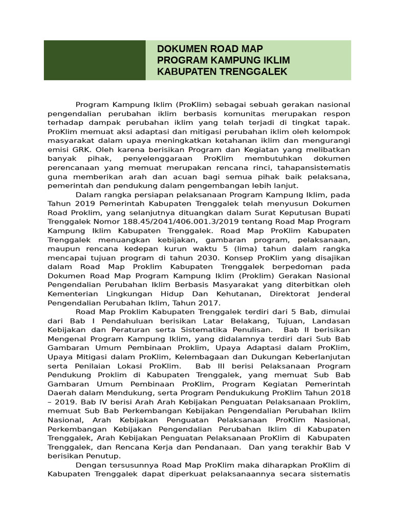 4.1. Pengantar_Road Map Proklim Kabupaten Trenggalek | PDF