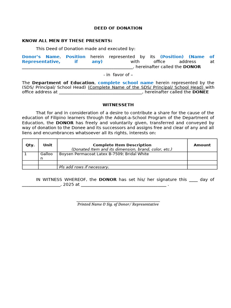 Sample Deed of Donation Acknowledgement Copy | PDF | Common Law | Civil ...