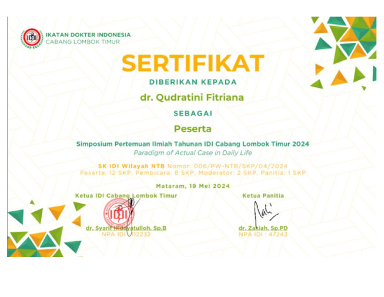 Sertifikat Pit Idi Lotim | PDF