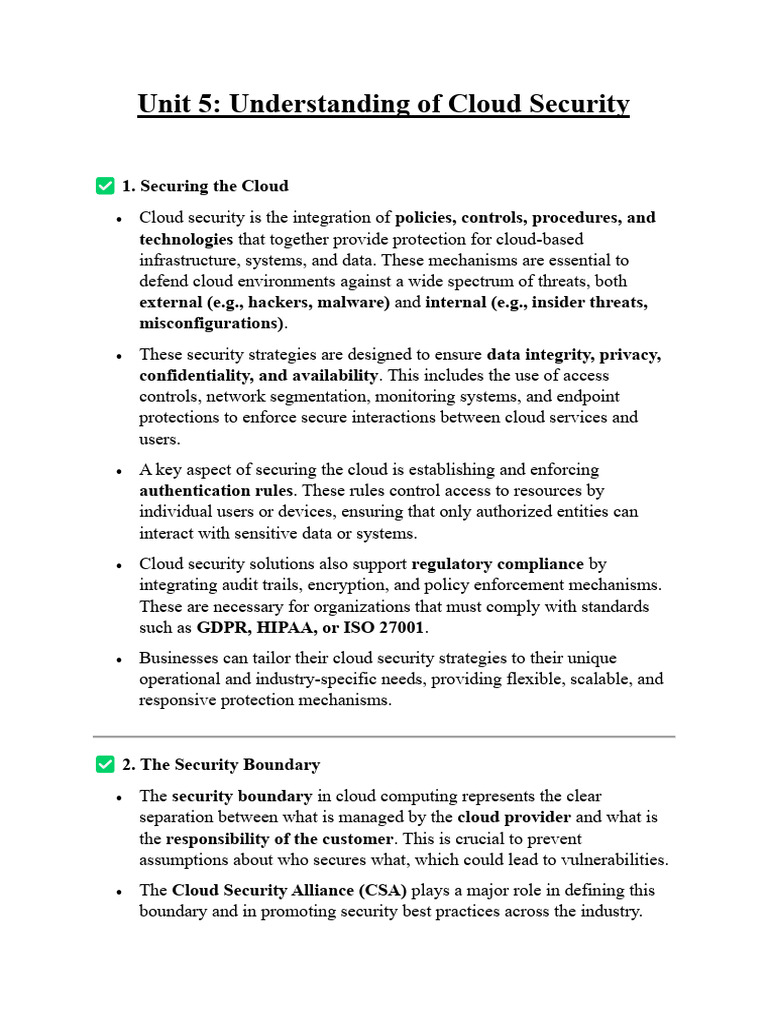 Unit 5 - Understanding of Cloud Security | PDF | Information Security | Cloud Computing