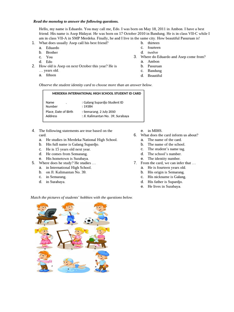 Soal Bahasa Inggris Asat Kelas 7 2025 | PDF | Fruit Preserves | Foods