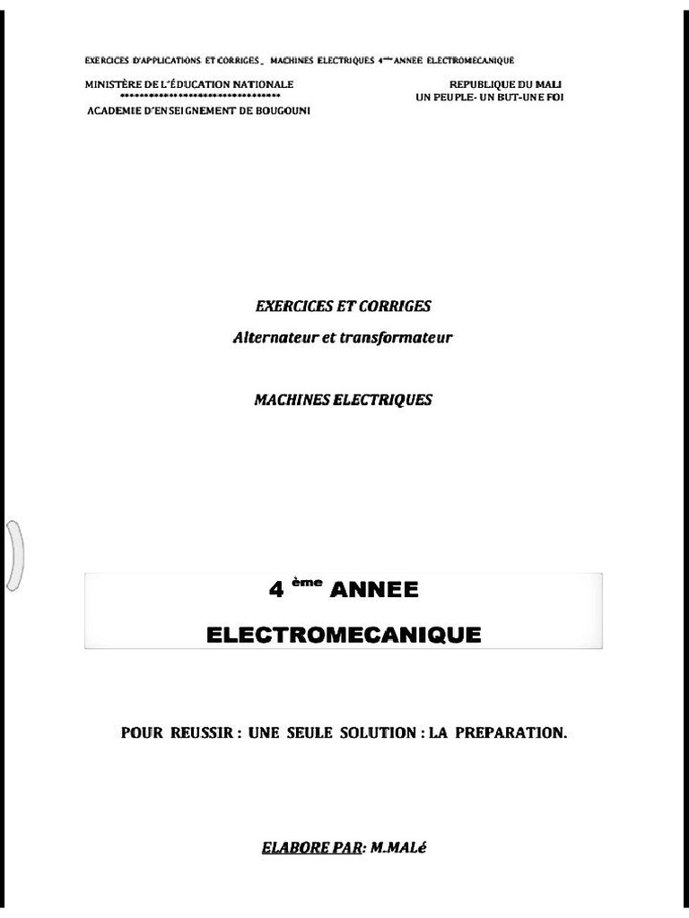 Exo Corrigés Machine - 4 A | PDF