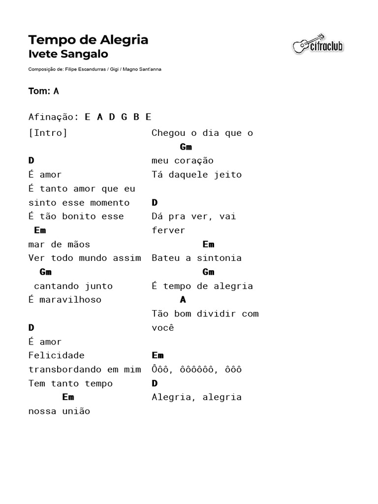 Tempo de Alegria - Ivete Sangalo | PDF