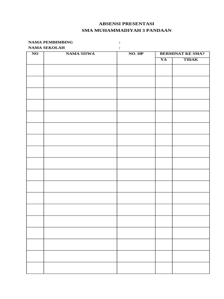 Absensi Presentasi | PDF