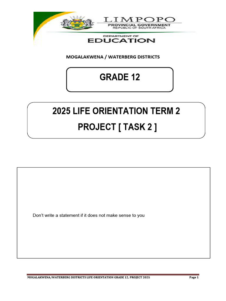 2025 Lo GR 12 Term 2 Project | PDF | Learning | Target Audience