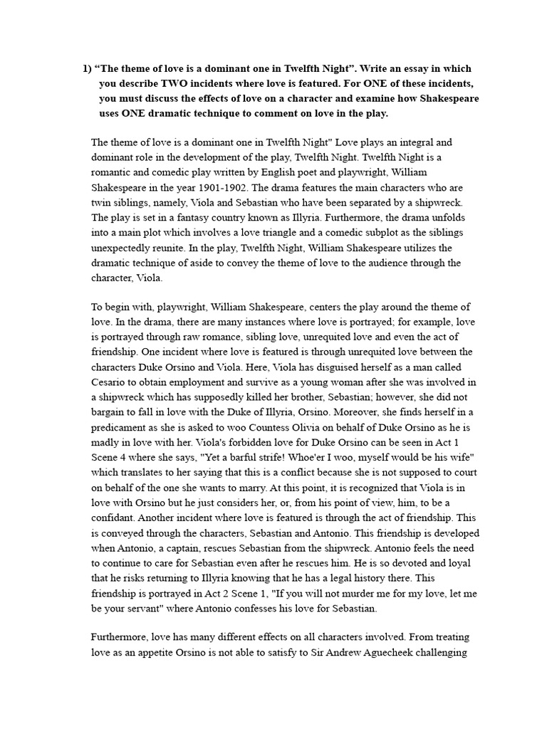Love in Shakespeare's Twelfth Night | PDF | Twelfth Night