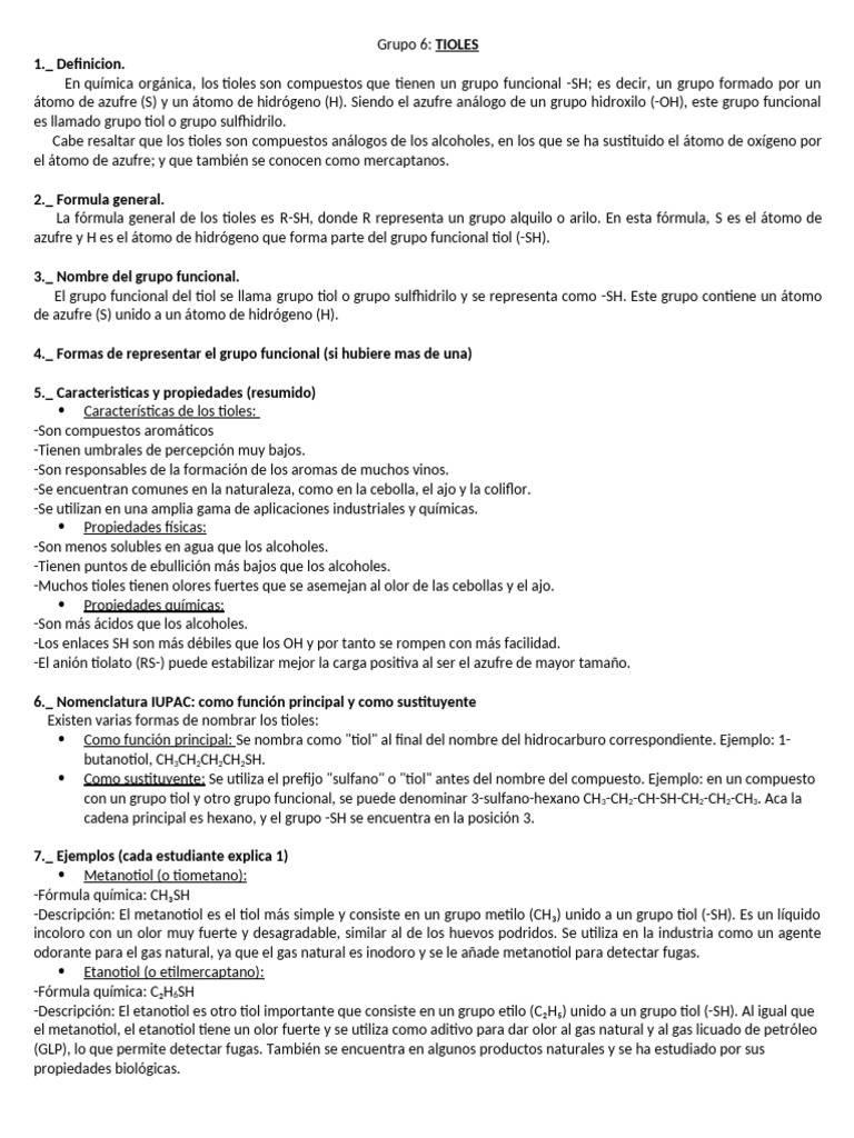 Tioles | PDF | Tiol | Moléculas