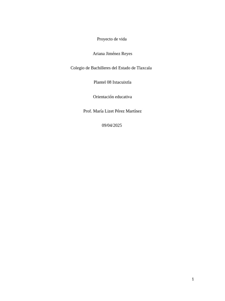 Proyecto de vida Ariana Jimenez | PDF | Análisis FODA | Ciencias del ...