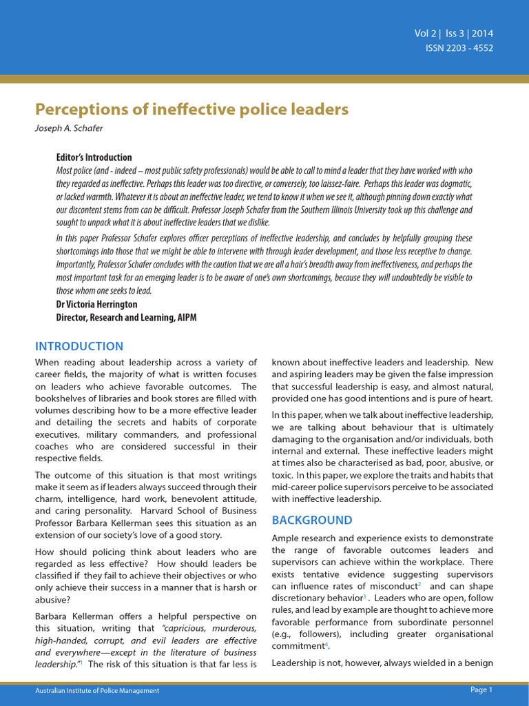 Ineffective Leadership in Policing | PDF | Leadership | Social Skills