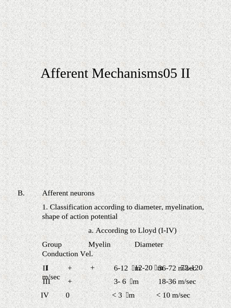Afferent Neurons and Their Pathways | PDF | Neurophysiology | Physiology