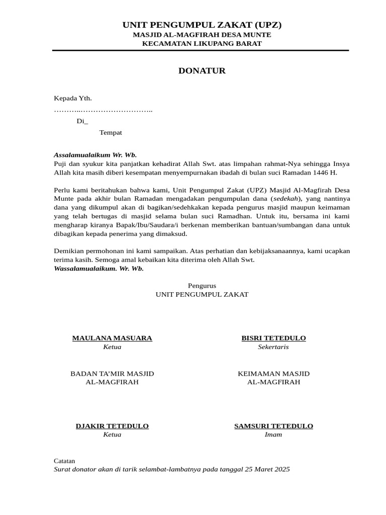 Permohonan Dana UPZ | PDF