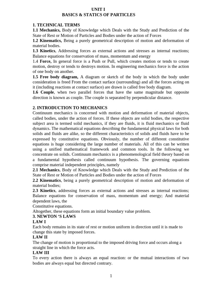 BASICS & STATICS OF PARTICLES | PDF | Force | Euclidean Vector
