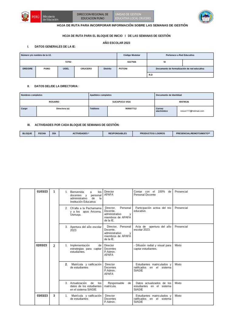 Hoja de Ruta Semanas de Gestion (2) - 1 | PDF | Aprendizaje