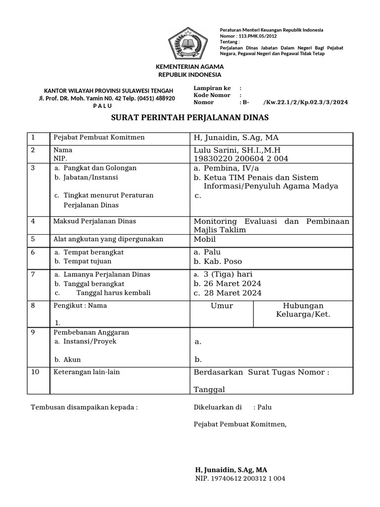 SPPD Hasbianto Ormas Bangkep - Copy (2) | PDF
