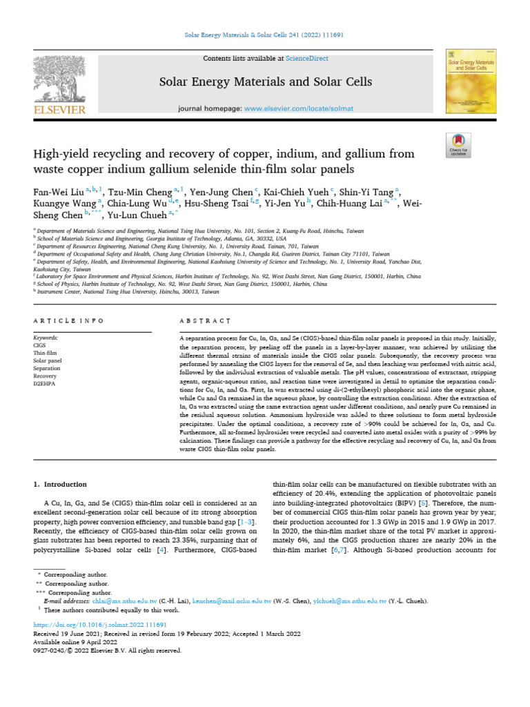 9 - High-Yield Recycling and Recovery of Copper, Indium, and Gallium ...