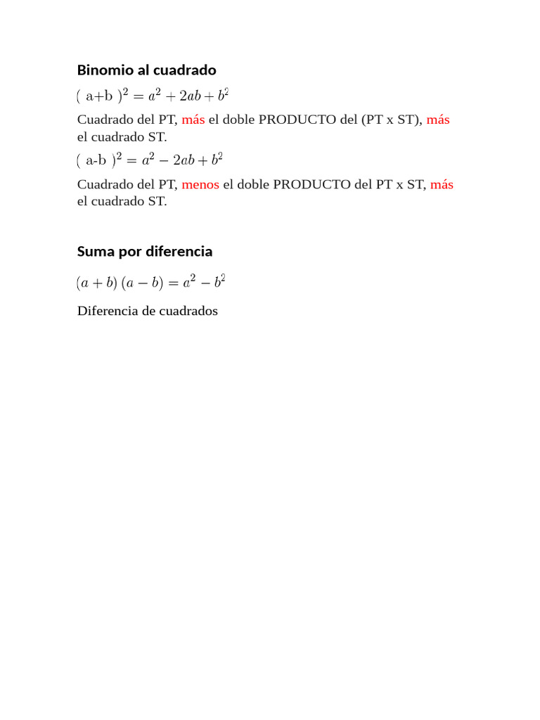 Binomio al cuadrado | PDF