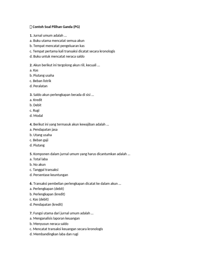 ? Contoh Soal Pilihan Ganda | PDF