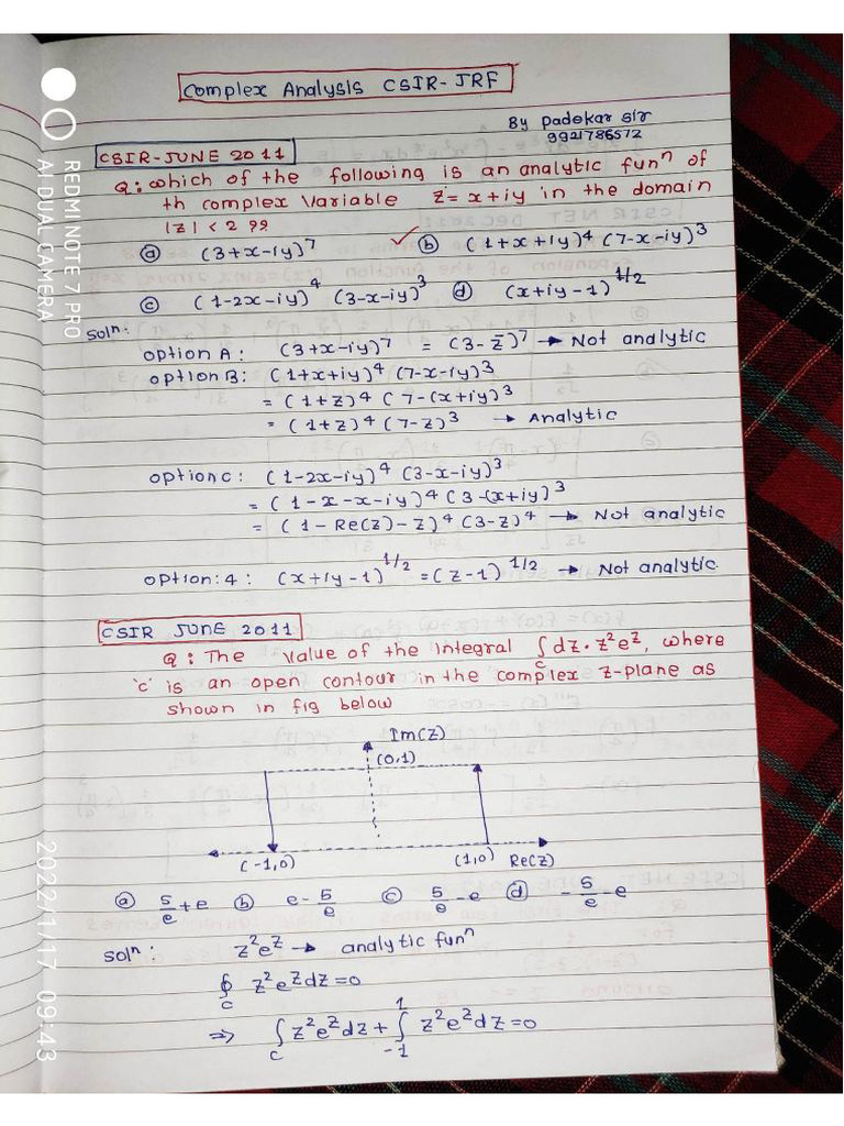 Complex Pyqs CSIR-NET BY PADEKAR SIR | PDF