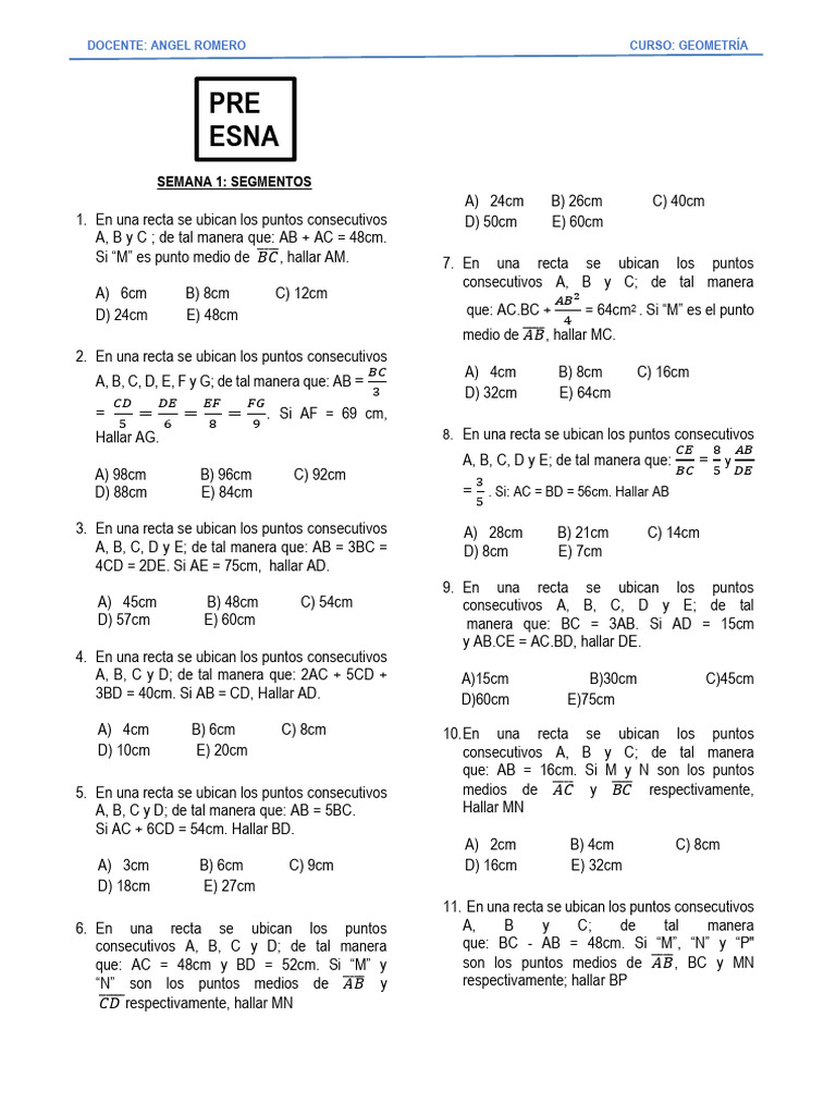 Semana 1 Segmentos Ficha | PDF
