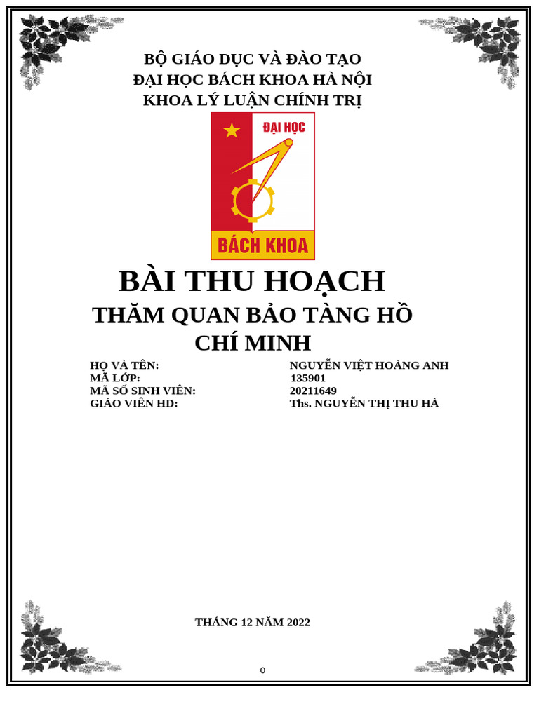 Nguyen Viet Hoang Anh-20211649-Lop-135901-Bai Thu Hoach Tham Quan Bao ...