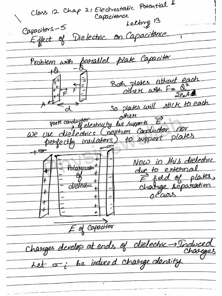Class 12 __Chapter 2 __ Electrostatic Potential and Capacitance (Lecture 13) (1) | PDF