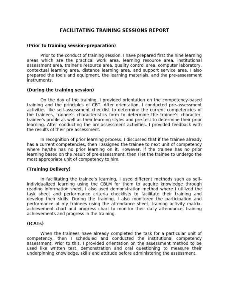 Facilitating Training Sessions Report | PDF | Educational Assessment | Intelligence