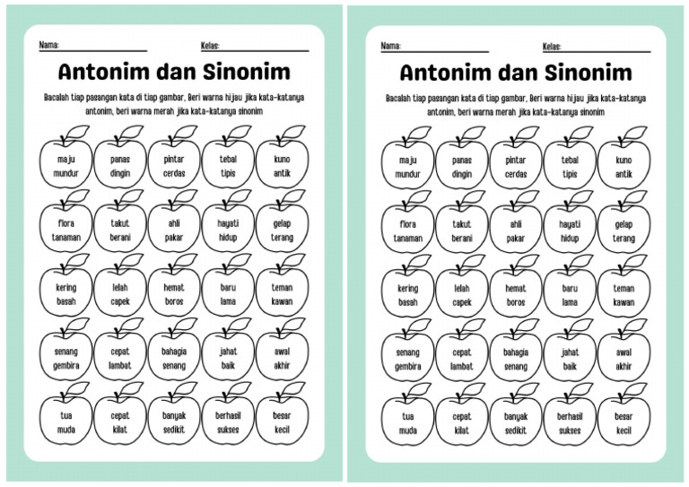 LKPD Antonim Dan Sinonim | PDF