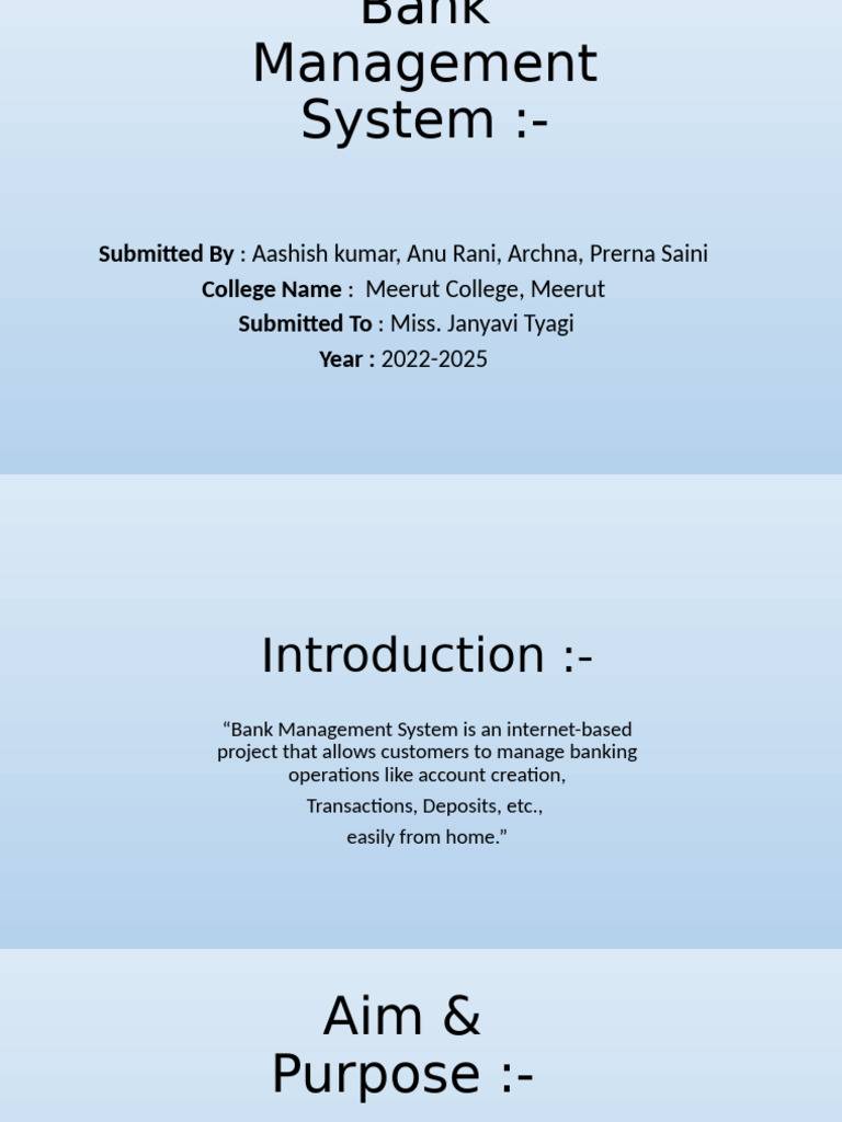 Bank Management System | PDF