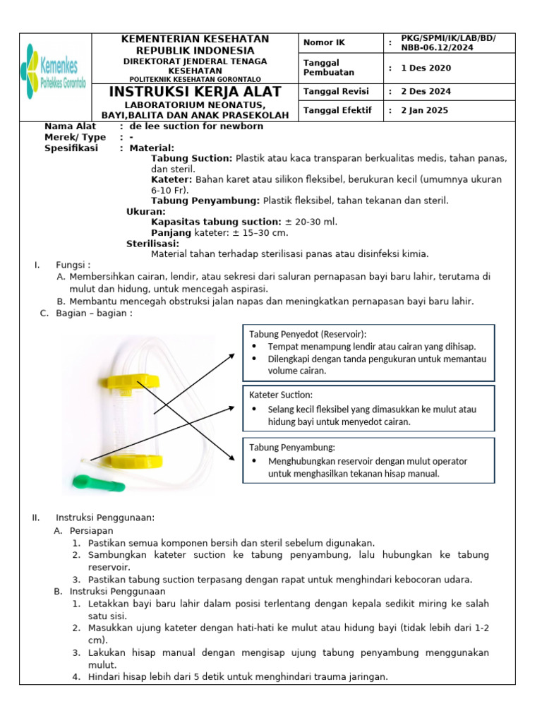 Alat Instrumen de Lee Suction For Newborn | PDF
