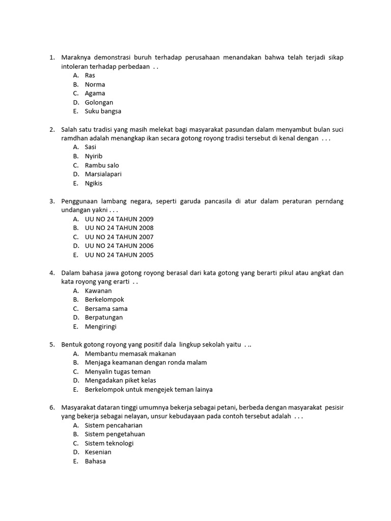 LATIHAN SOAL PAT PKN | PDF