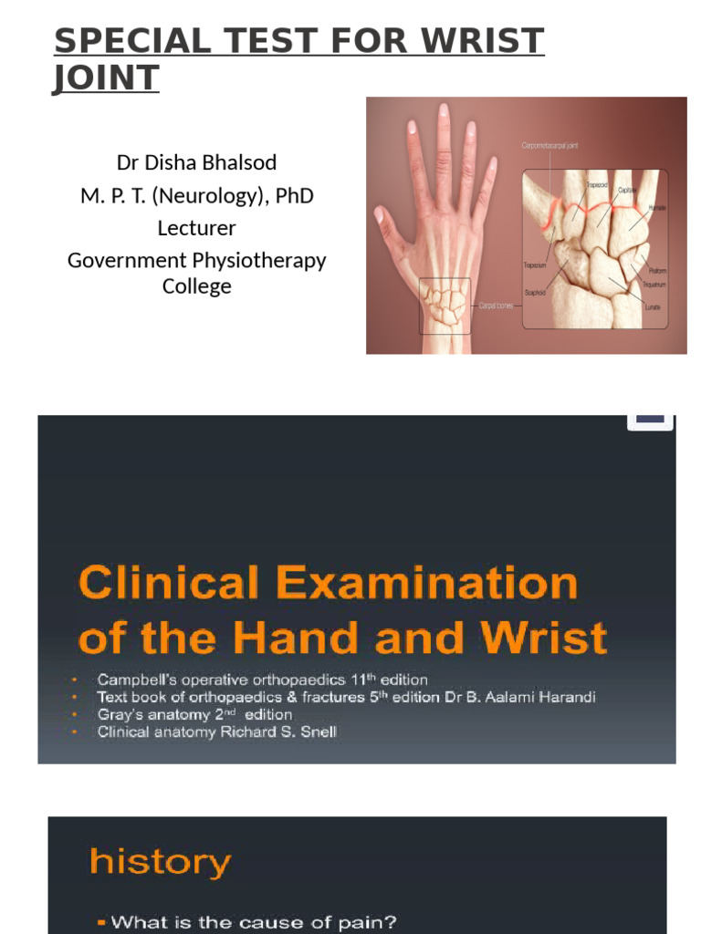 Special Test For Wrist Joint | PDF