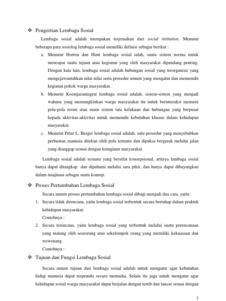 Lembaga Sosial | PDF