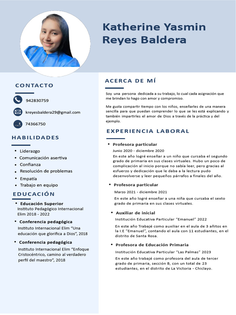 Currículum Vitae Katherine Reyes | PDF | Maestros | Comunicación humana