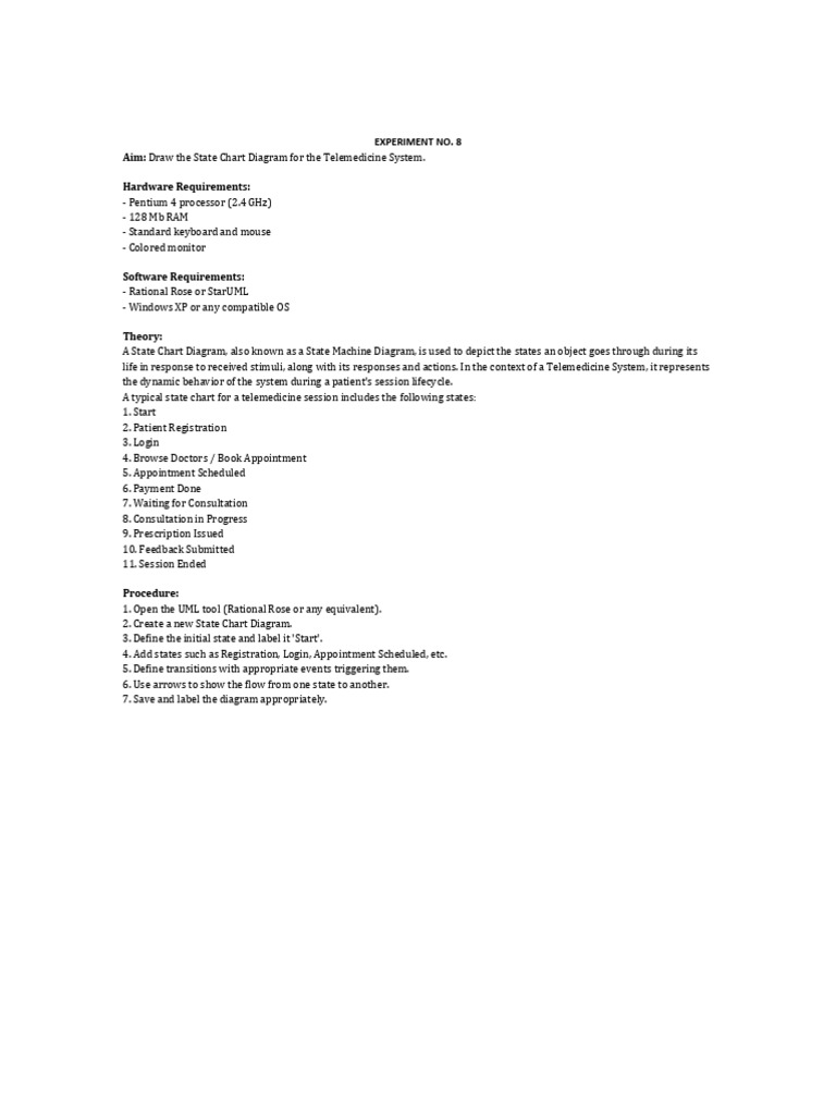 EXP8 State Chart Telemedicine | PDF
