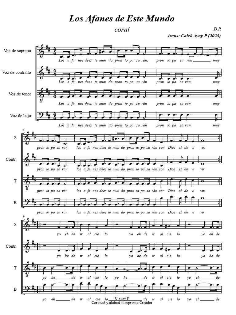 Los Afanes de Este Mundo: Coral | PDF | Canto | Música vocal