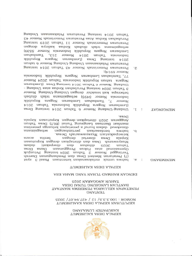 SK KPM BLT DD Kalisemut Tahun 2025 | PDF