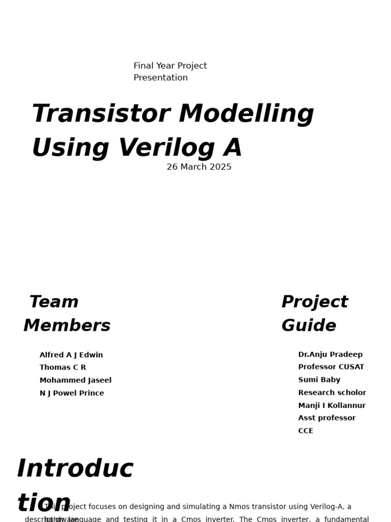 Transistor Modelling Using Verilog a (1).PDF | PDF | Diode | Electrical Network
